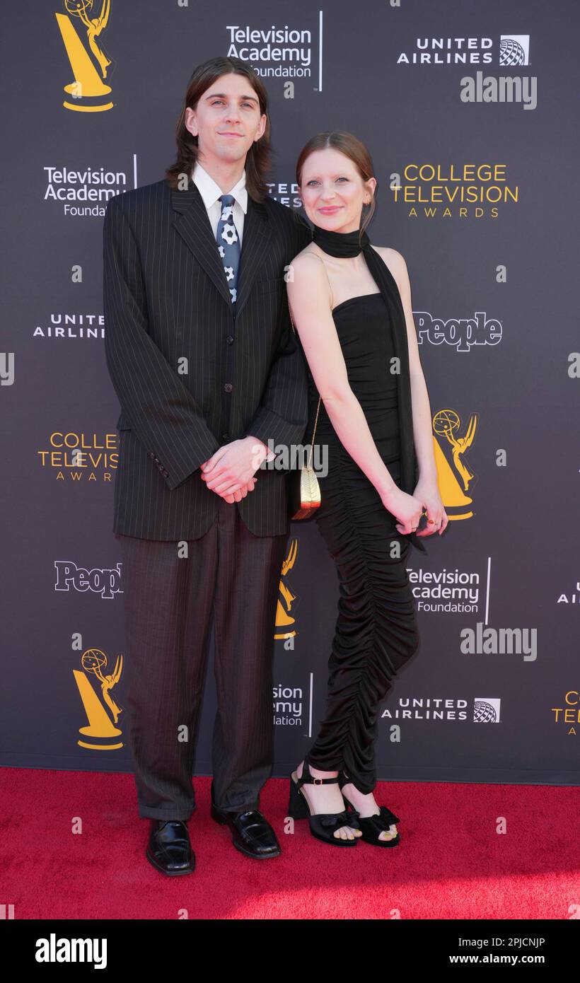 Luke Roberts, left, and Hailey Skinner of Birmingham Young University arrive at the 42nd College ...