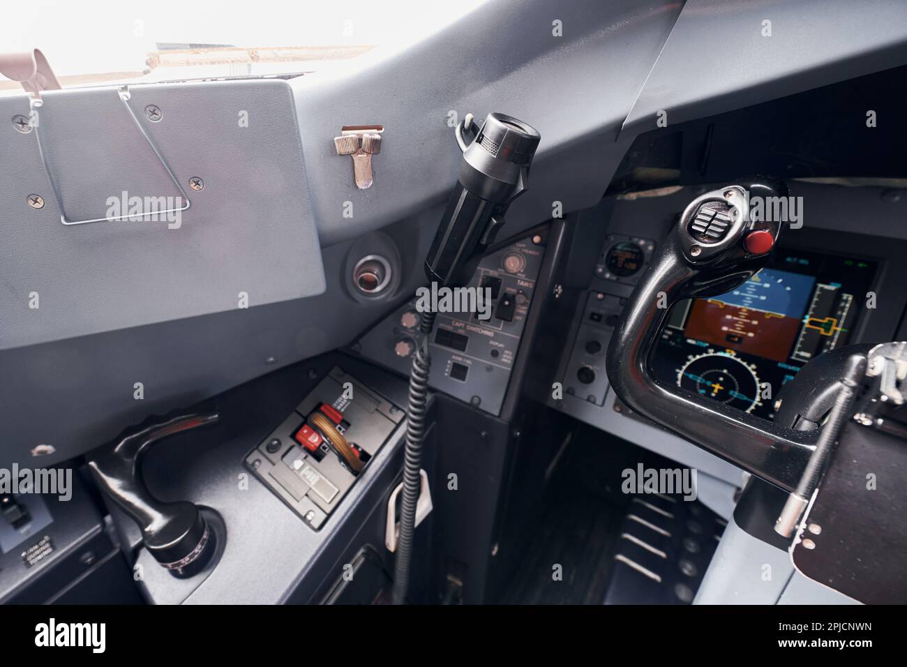 Different displays. Close up focused view of airplane cockpit Stock ...