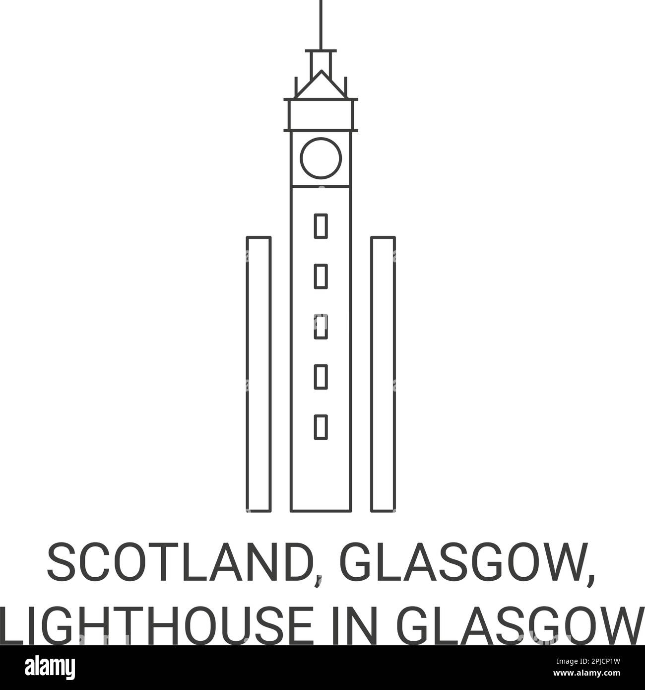 Scotland, Glasgow, Lighthouse In Glasgow travel landmark vector ...