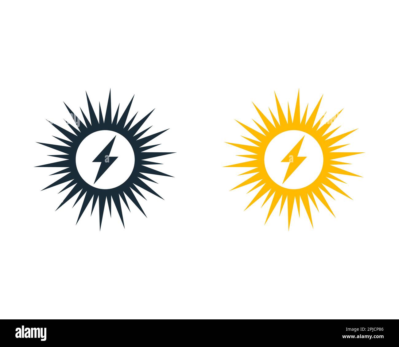 High Voltage Sunburn, Solar Icon Vector Logo Template Illustration ...