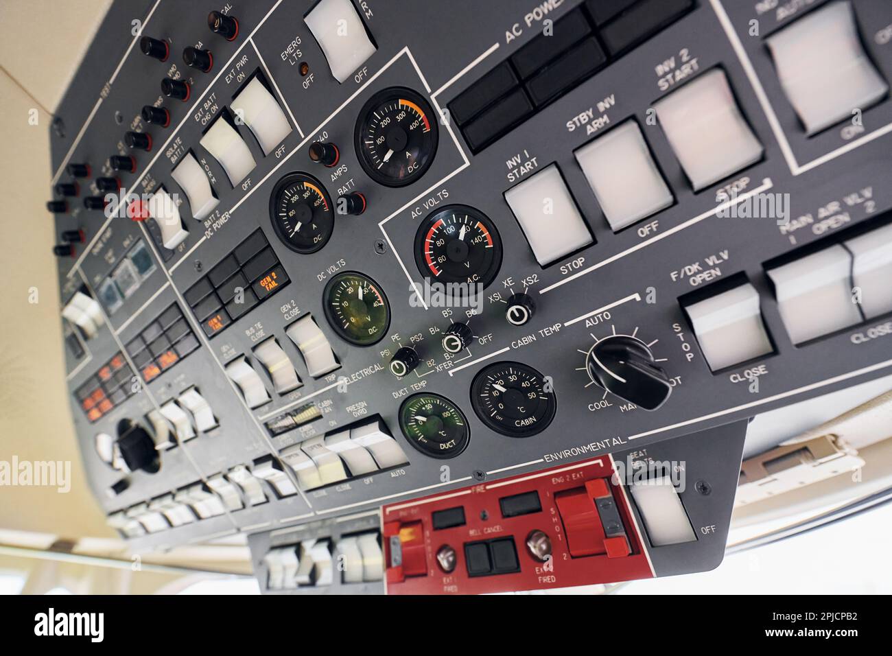 Close up focused view of airplane cockpit Stock Photo - Alamy