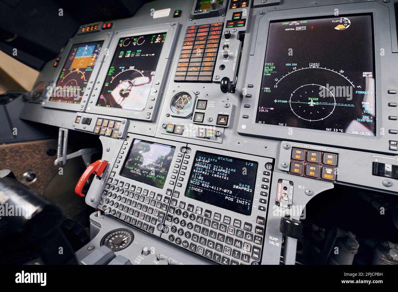 Different displays. Close up focused view of airplane cockpit Stock ...