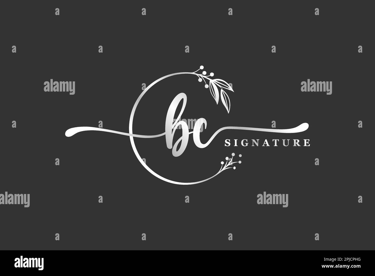 luxury signature initial bc logo design isolated leaf and flower Stock ...