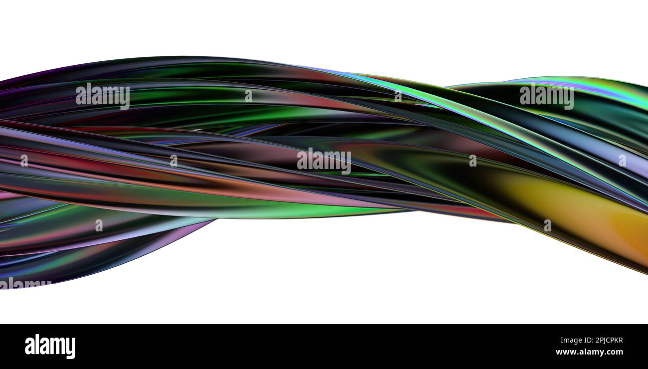 metallic iridescent isolated air flow, cloth-like soft metal abstract ...