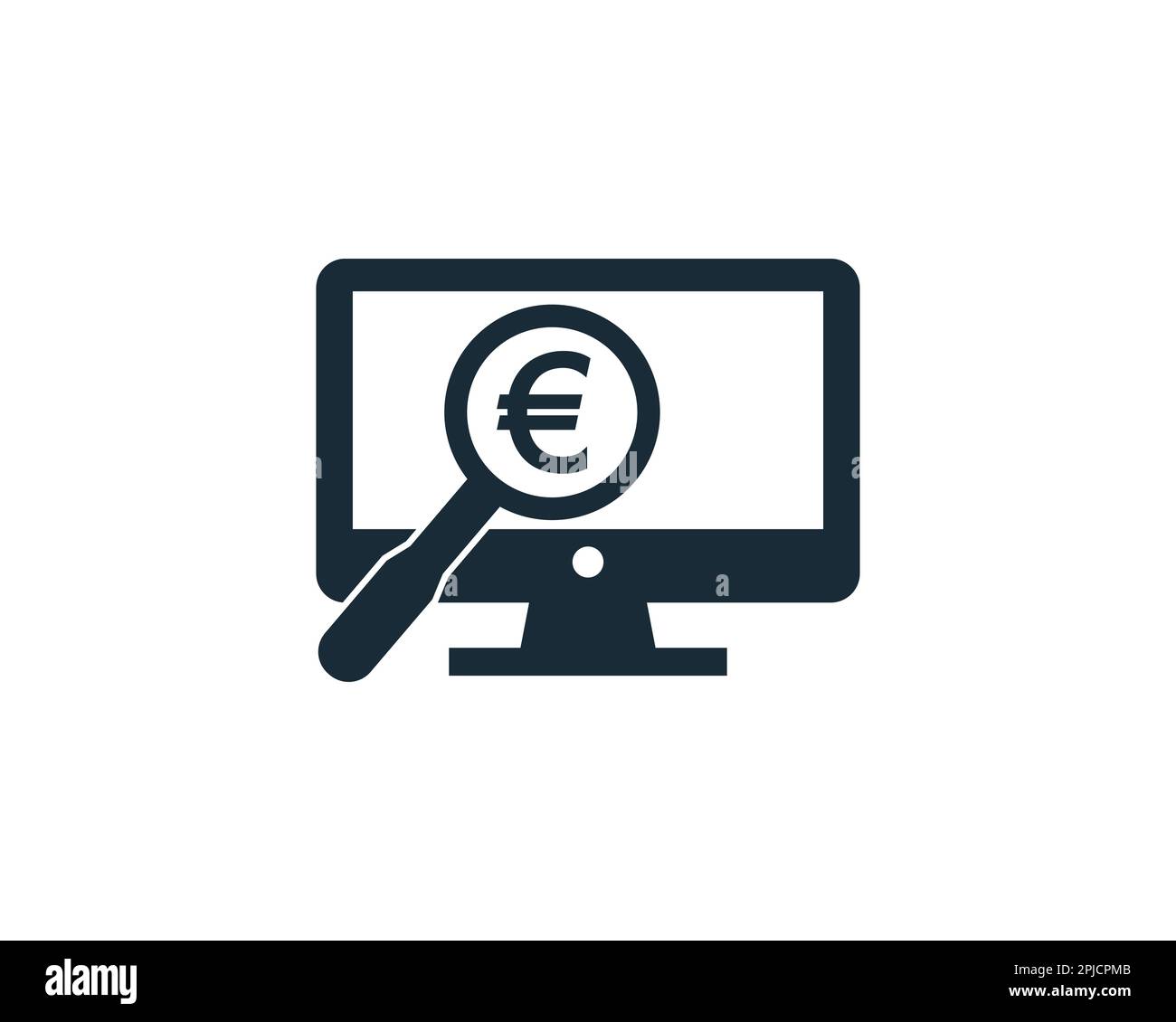 Euro Sign Screen and Magnifying Glass Icon Vector Logo Template ...