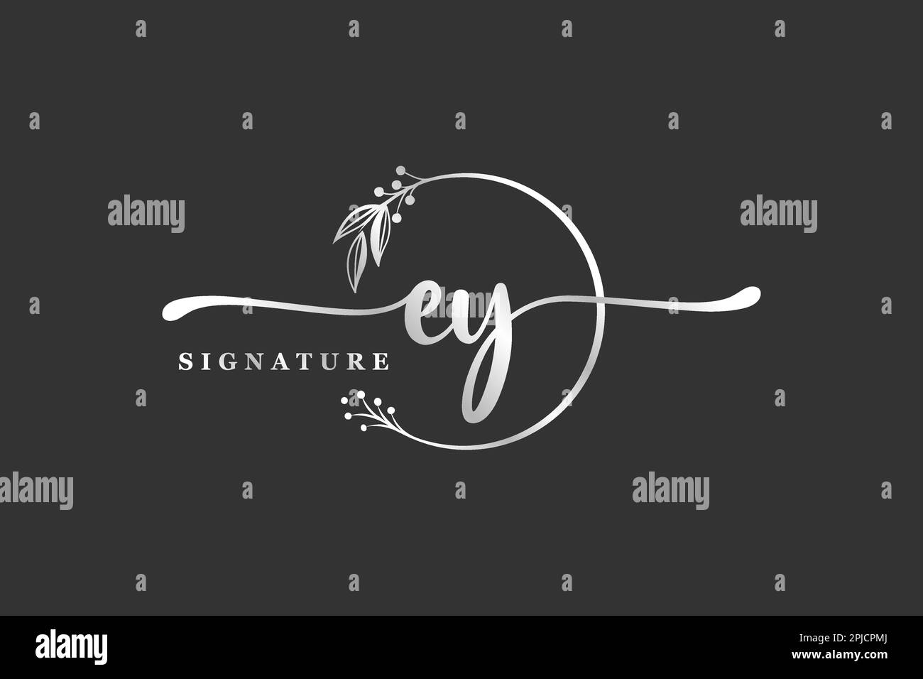 luxury signature initial ey logo design isolated leaf and flower Stock ...