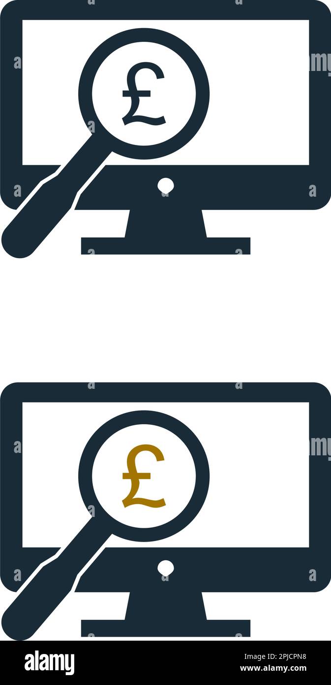 Pound Sterling Sign Screen and Magnifying Glass Icon Vector Logo ...
