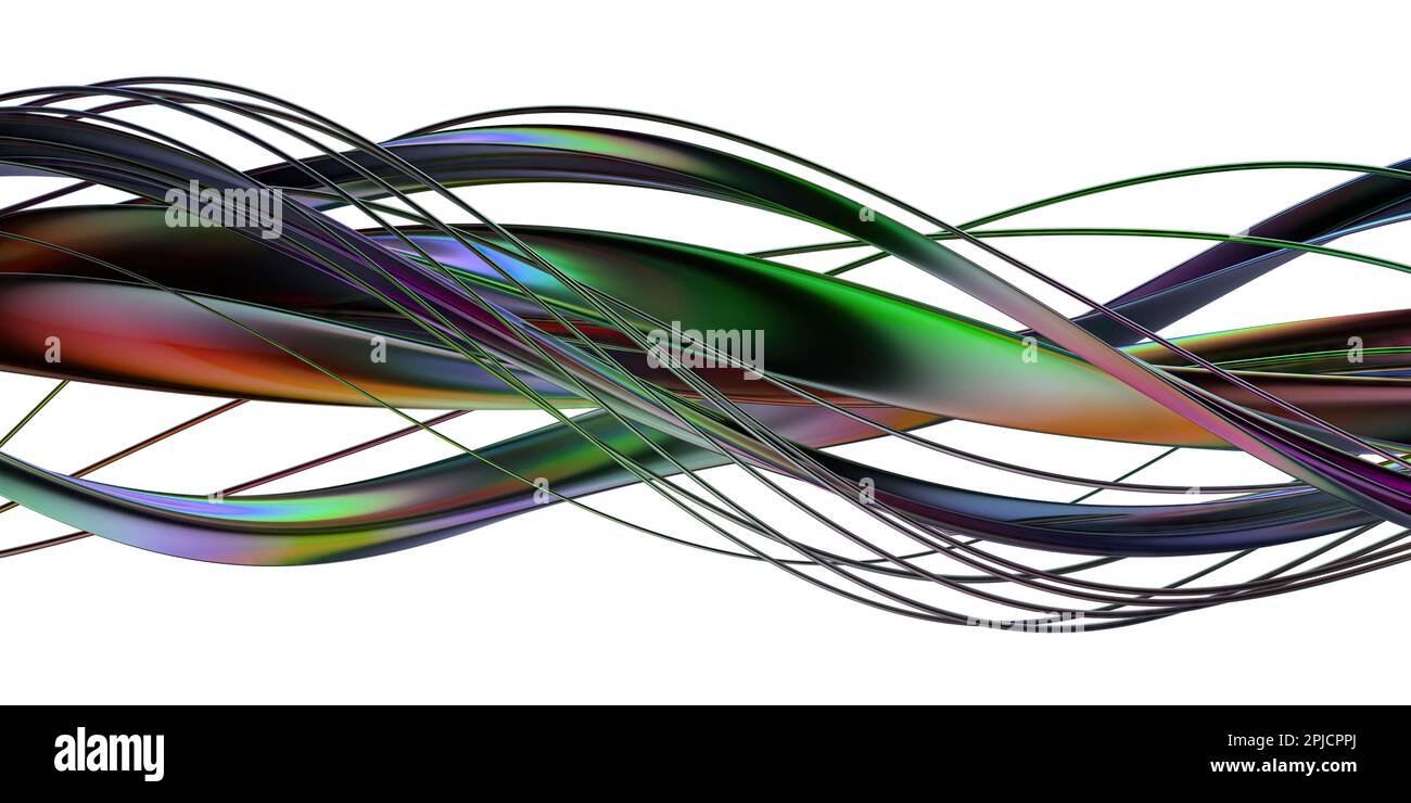 metallic iridescent delicate lines of metal with isolated curves of ...