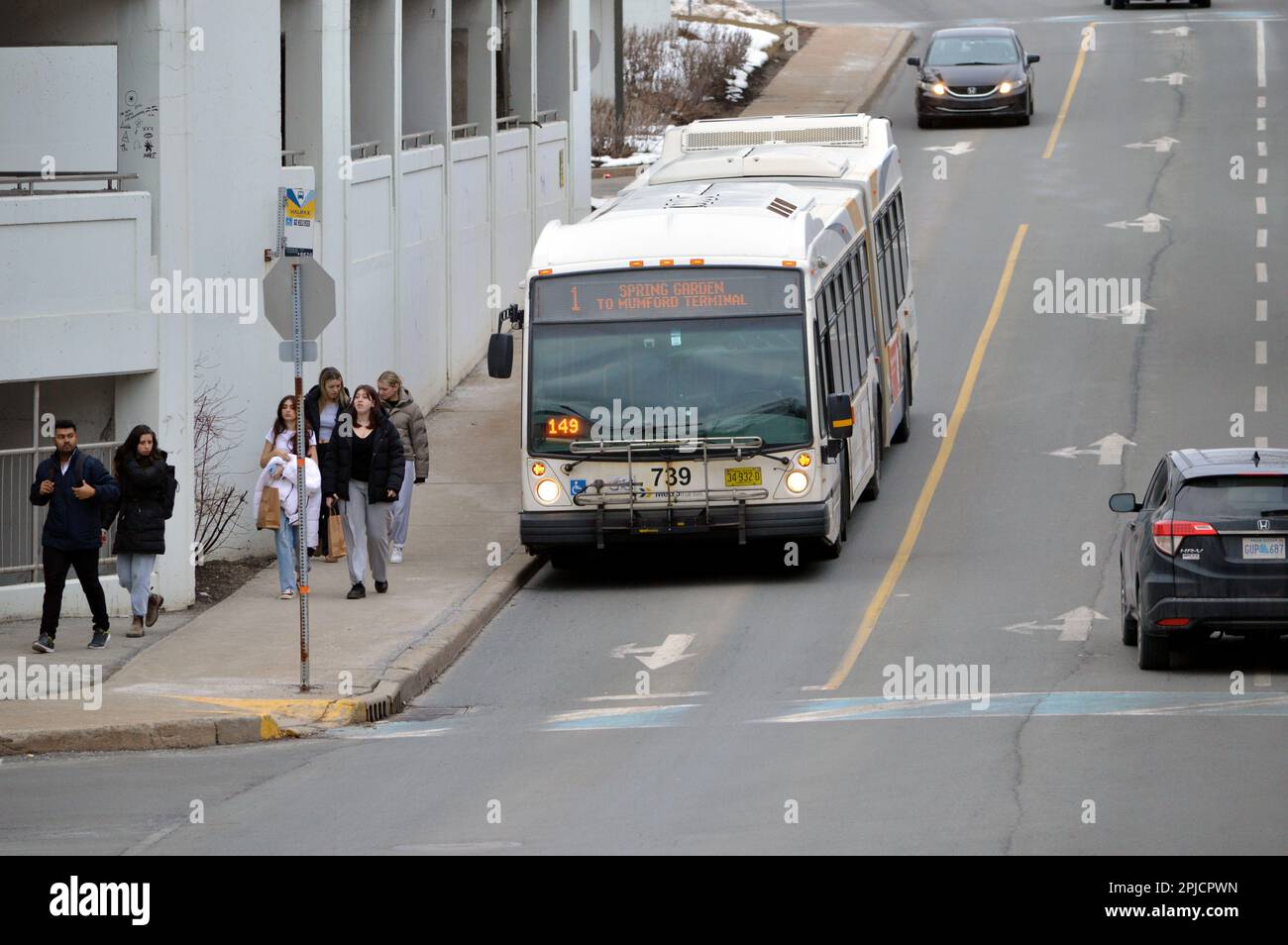 Halifax Transit articulated Novabus (route 1) on East Perimeter Road ...