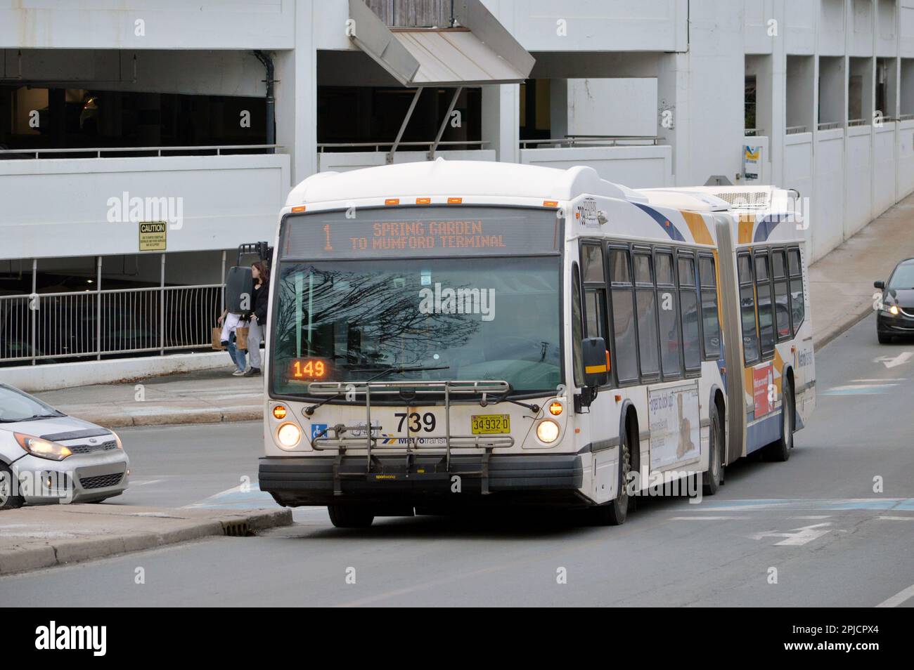 Halifax Transit articulated Novabus (route 1) on East Perimeter Road ...