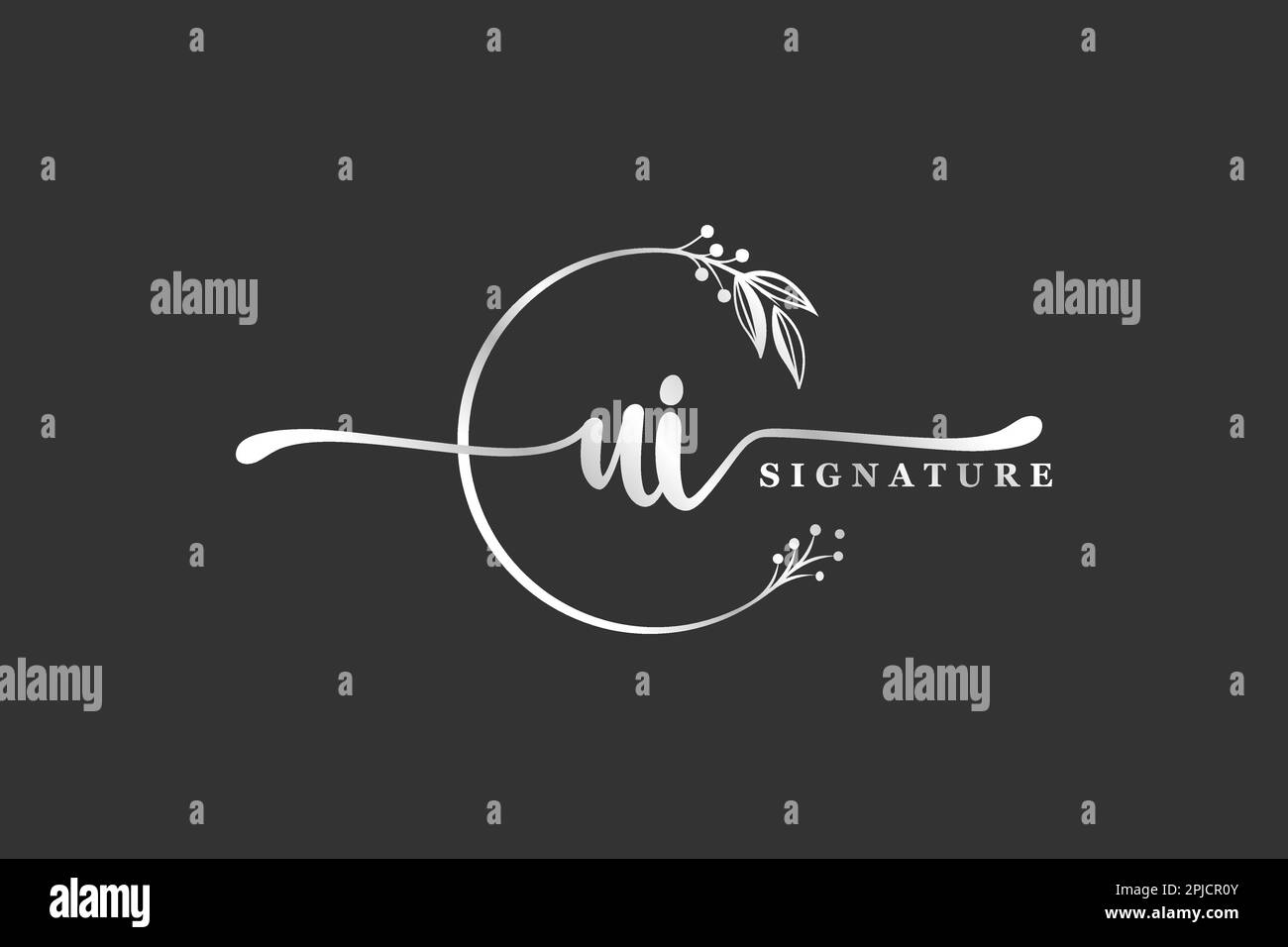 luxury signature initial ui logo design isolated leaf and flower Stock ...