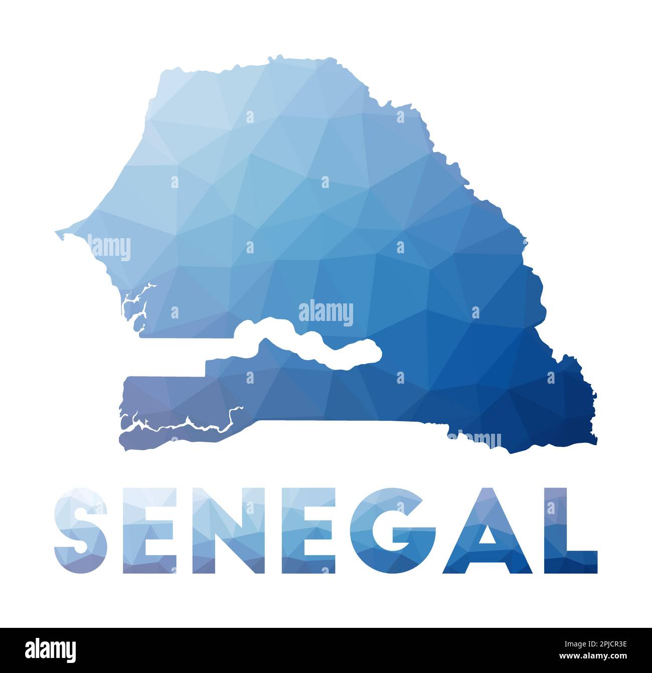 Low poly map of Senegal. Geometric illustration of the country. Senegal polygonal map ...