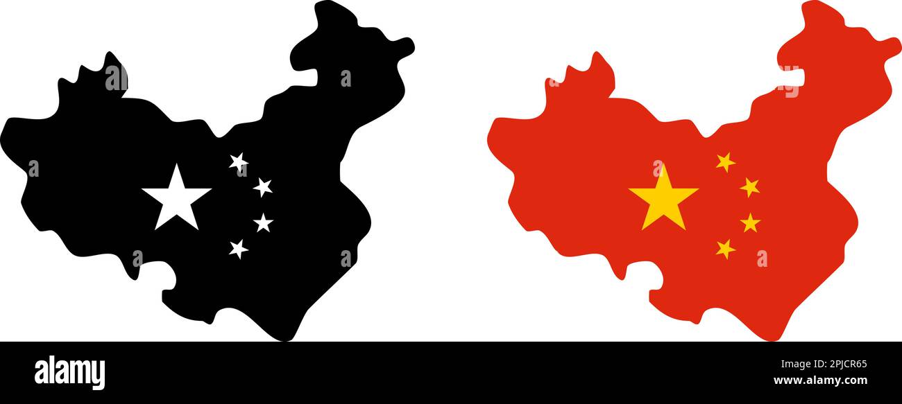 China, Asia Countries Map and Flag Icon Vector Logo Template ...