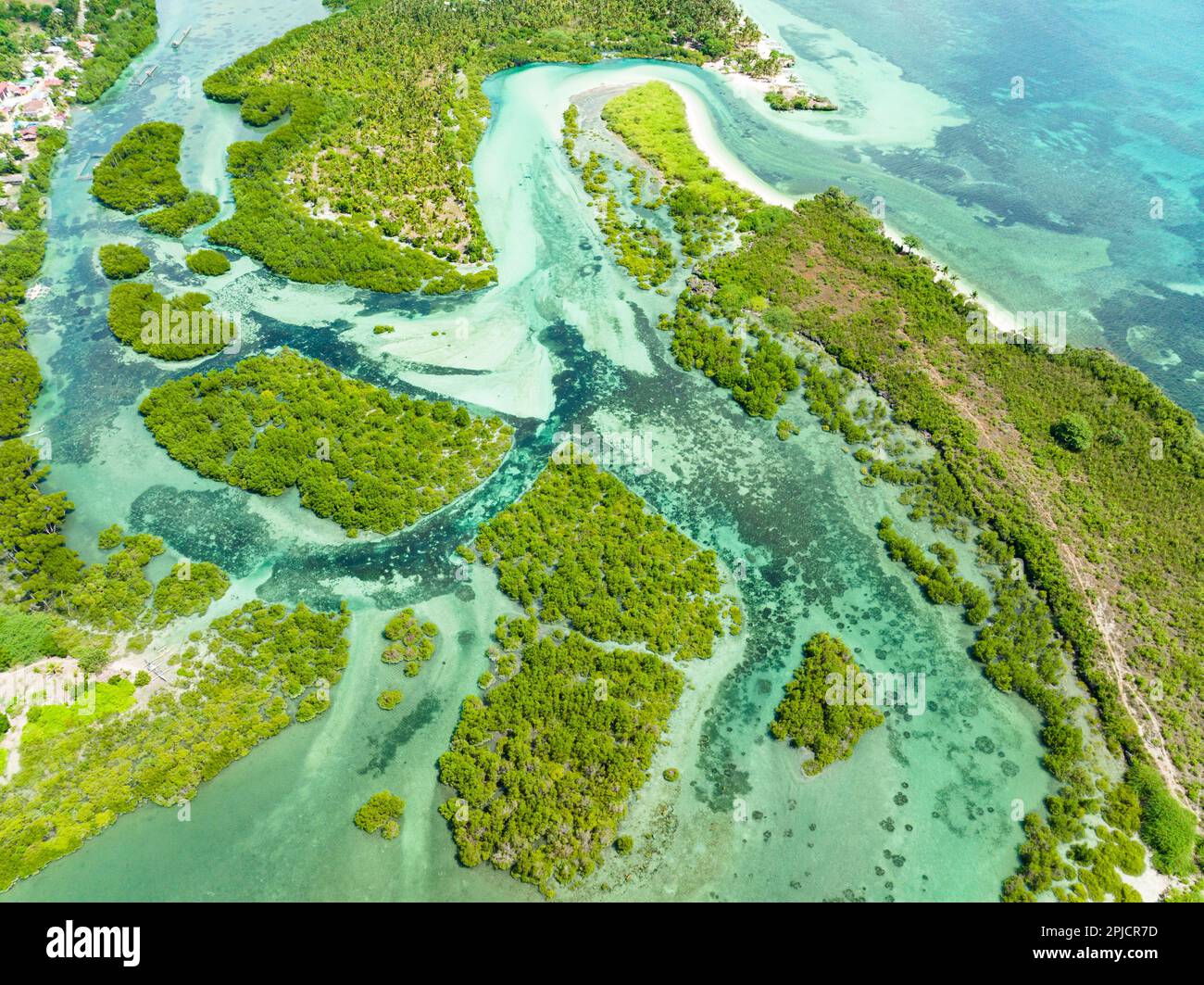 Aerial view of islands in a beautiful lagoon. Tropical landscape ...