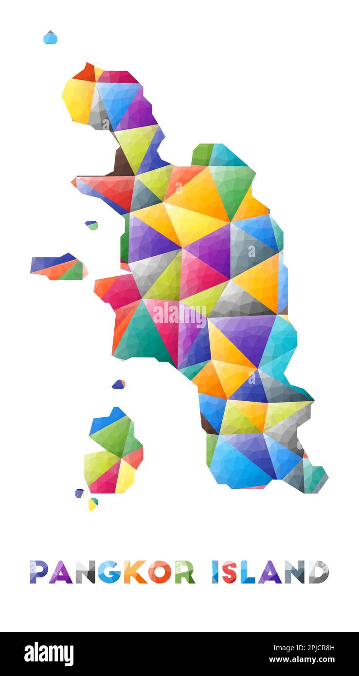 Pangkor Island - colorful low poly island shape. Multicolor geometric ...