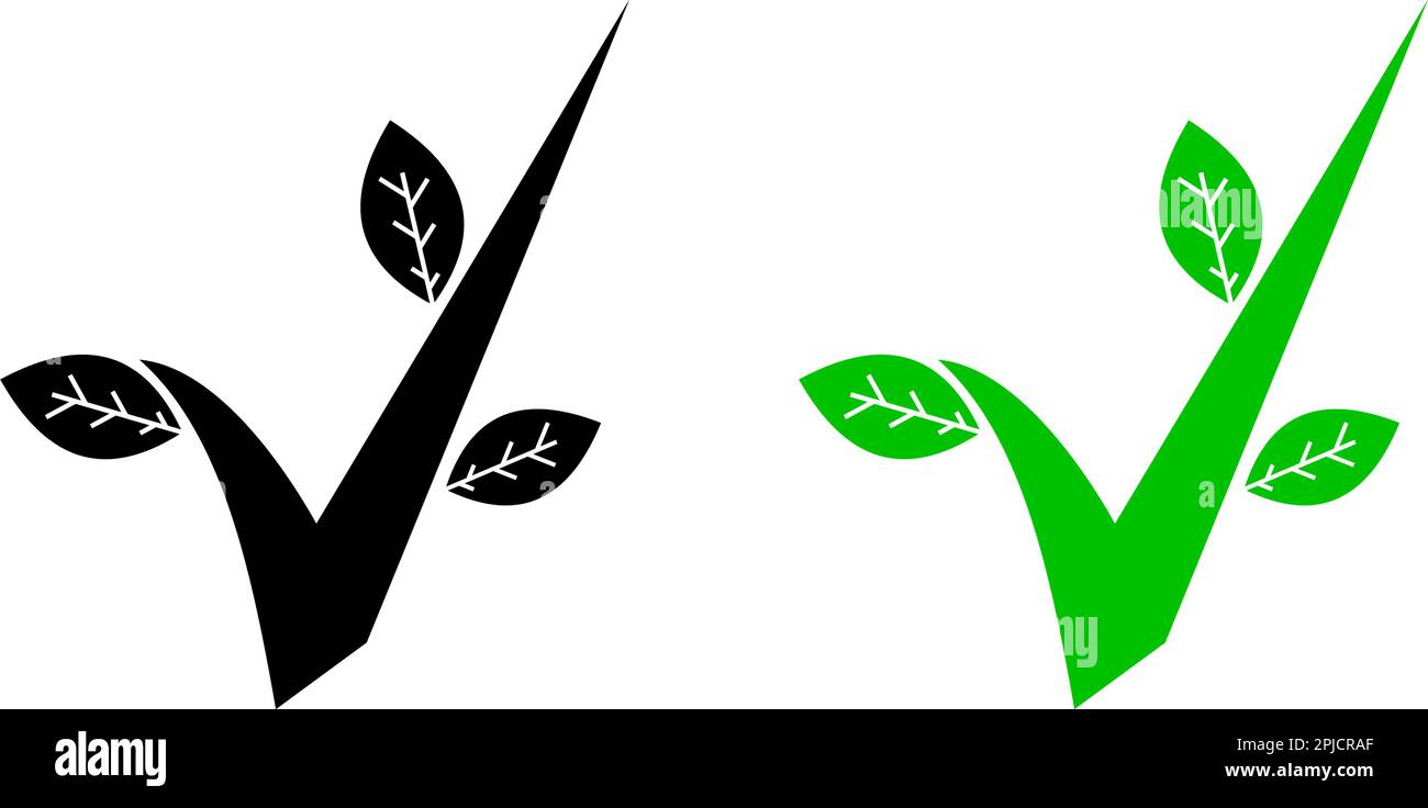 Check Mark Green Leaf Environment Icon Vector Logo Template Stock ...