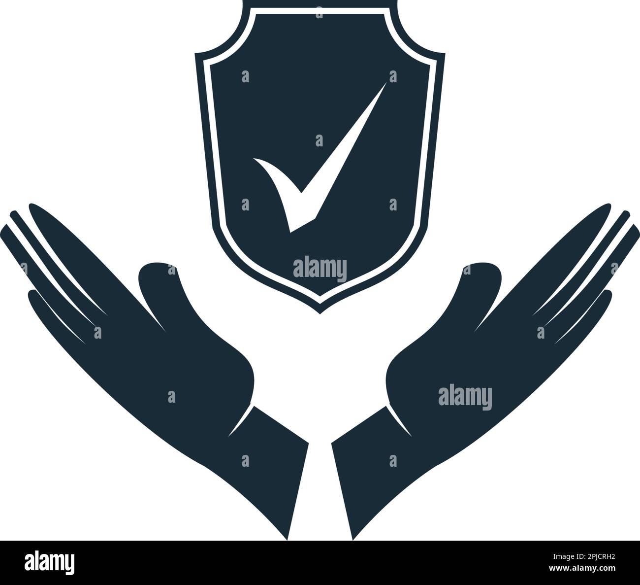 Check Mark Shield and Hand Icon Vector Logo Template Illustration ...
