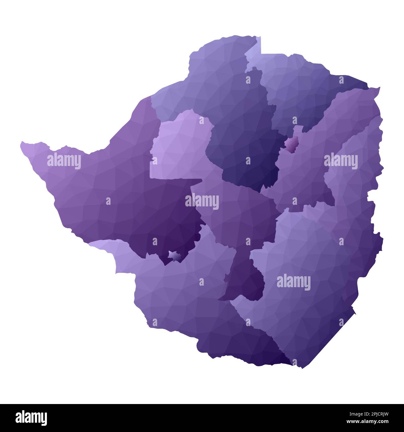 Zimbabwe map. Geometric style country outline. Rare violet vector ...
