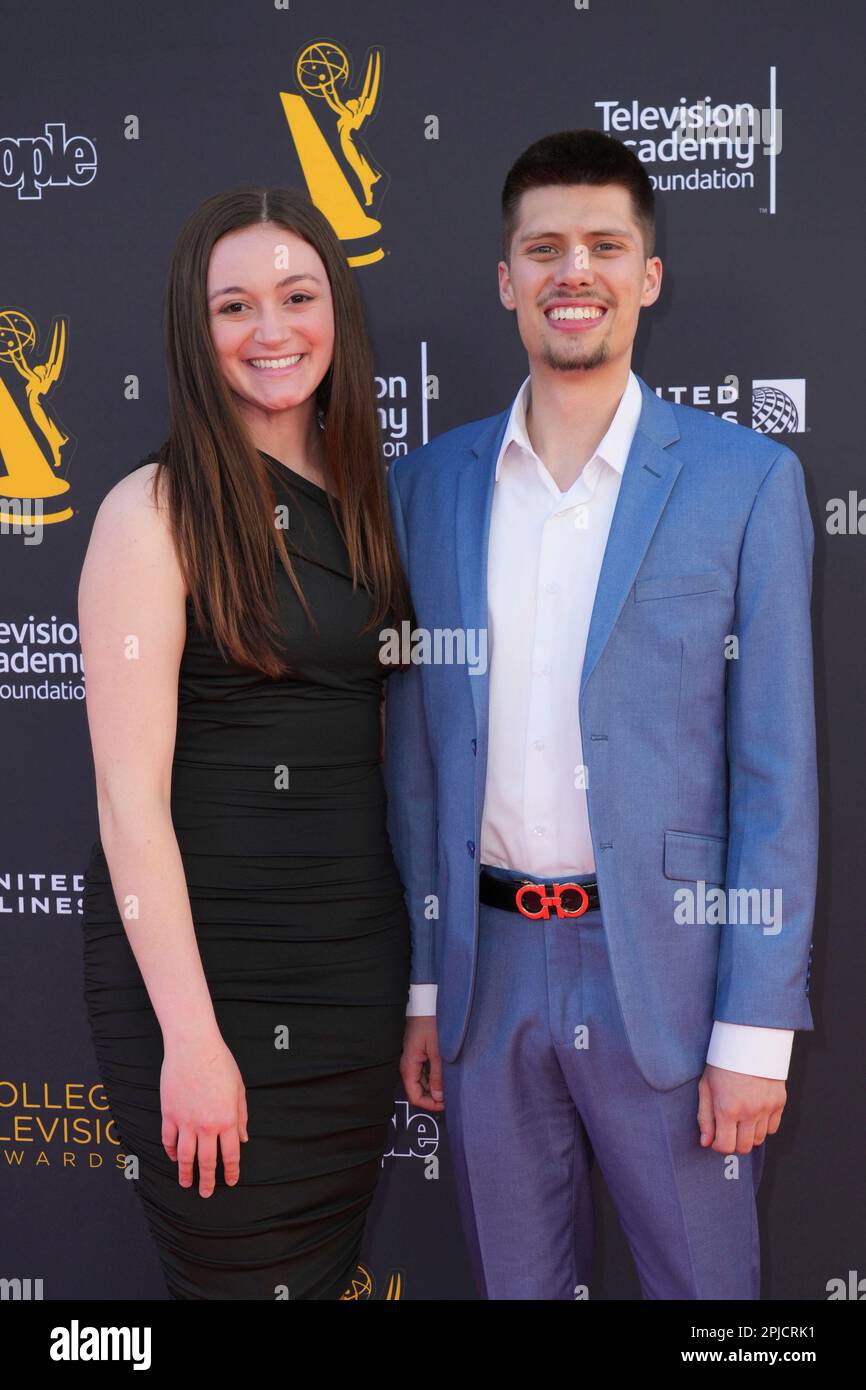 Anna Rodman, left, and Gabriel Burch of Taylor University arrive at the ...