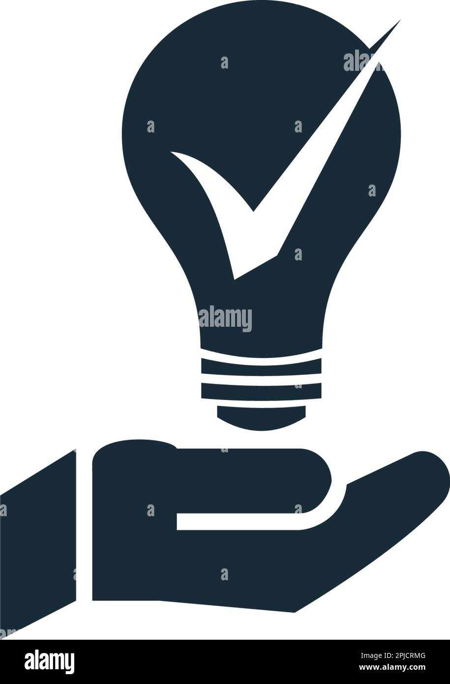 Light Bulb, Hand, Check Mark Icon Vector Logo Template Illustration ...