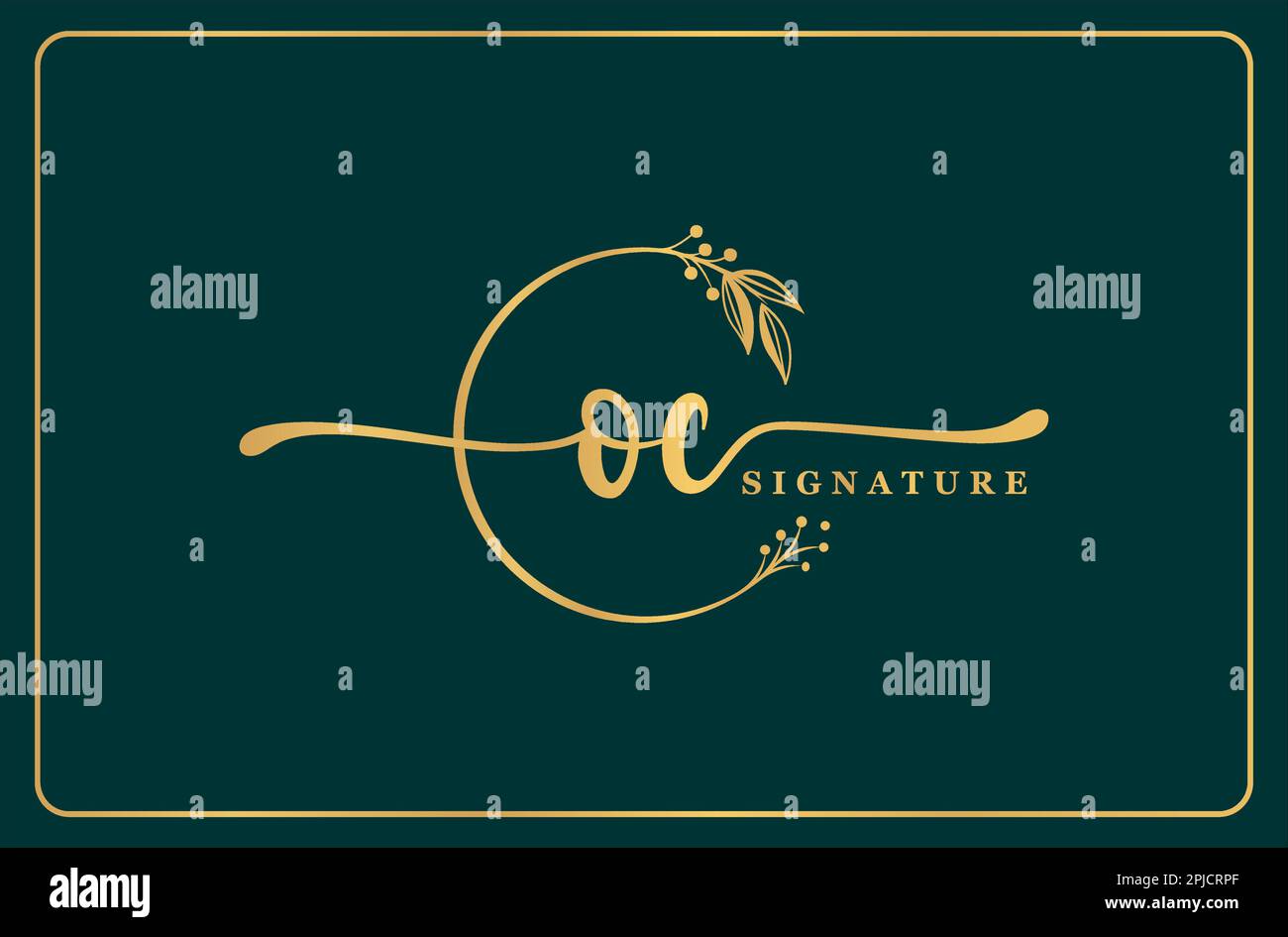 luxury gold signature initial Oc logo design isolated leaf and flower ...