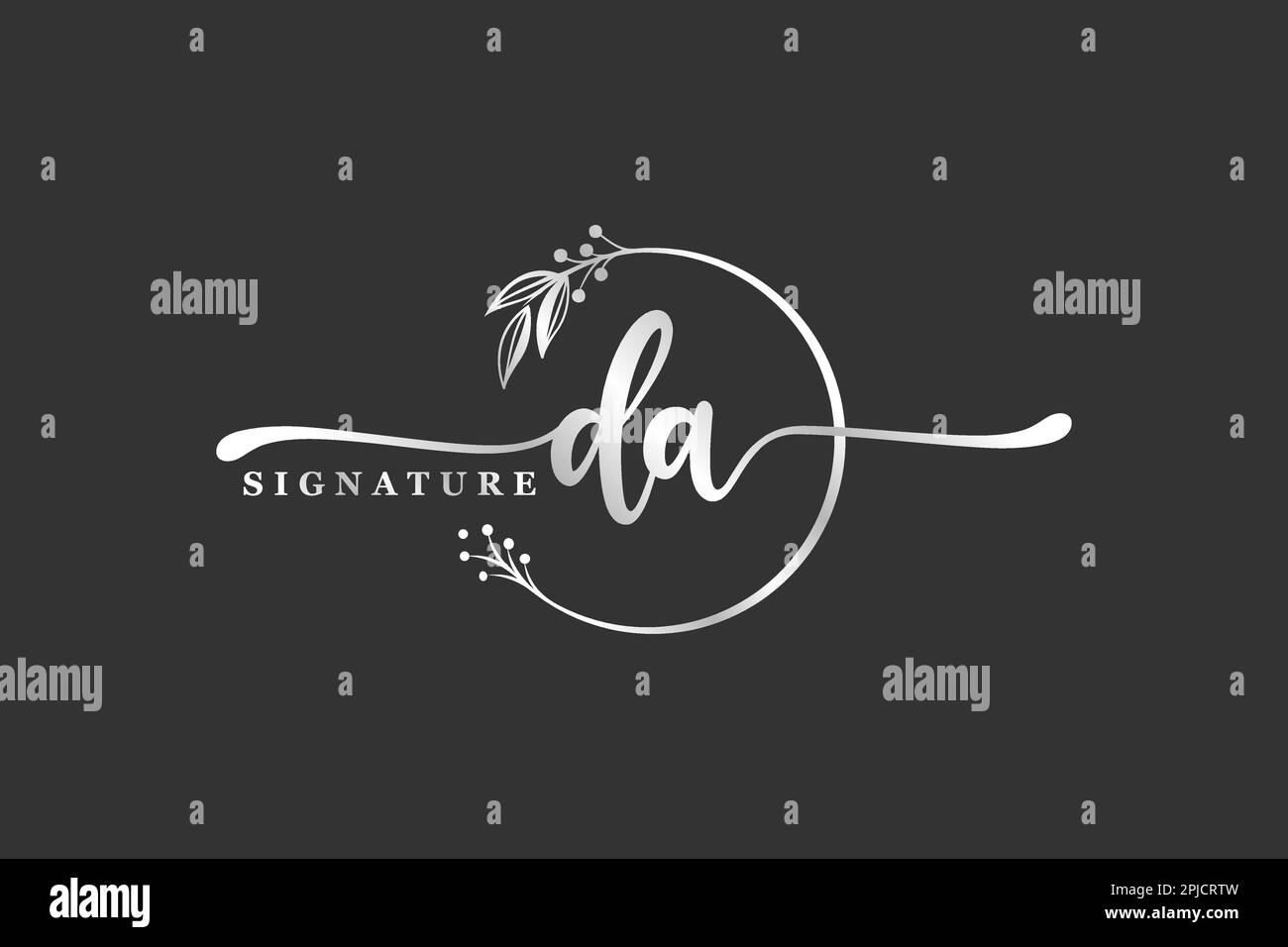 luxury signature initial da logo design isolated leaf and flower Stock ...