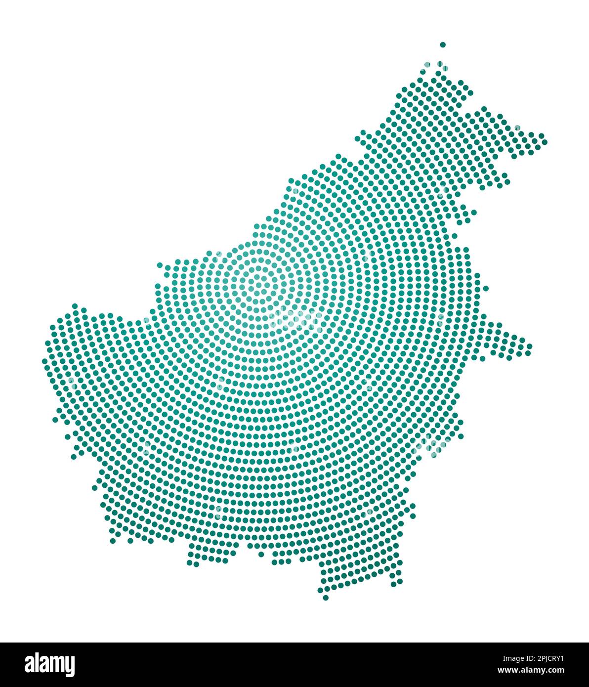 Borneo dotted map. Digital style shape of Borneo. Tech icon of the ...