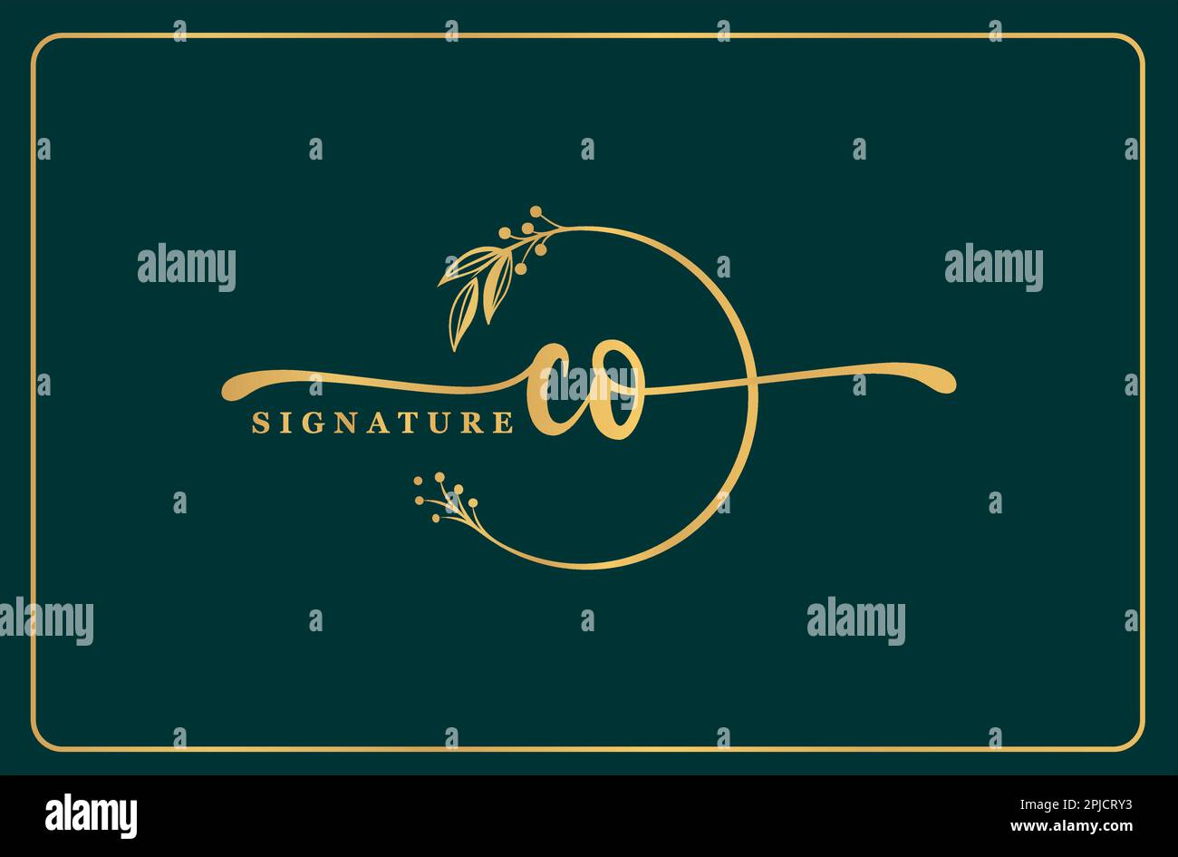 luxury gold signature initial Co logo design isolated leaf and flower ...