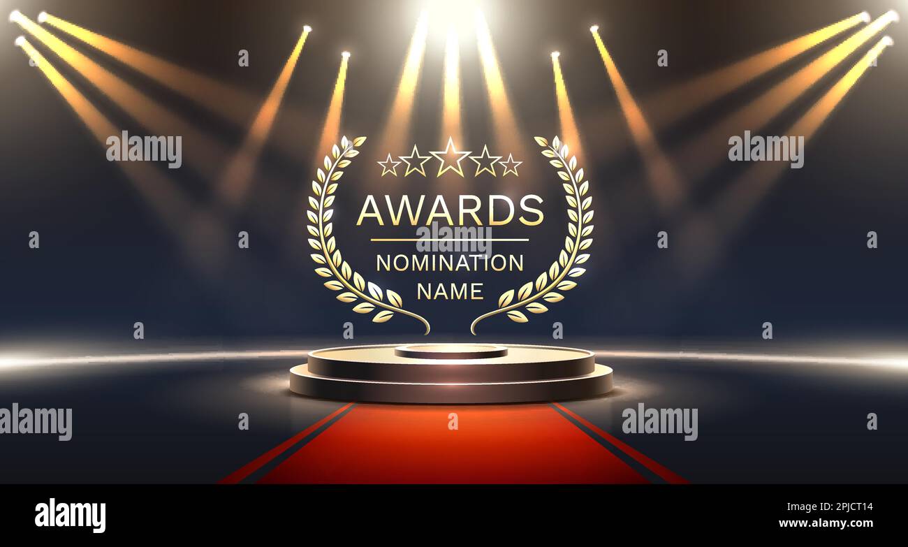 Awards nomination name podium, golden prize event, scene star ceremony ...