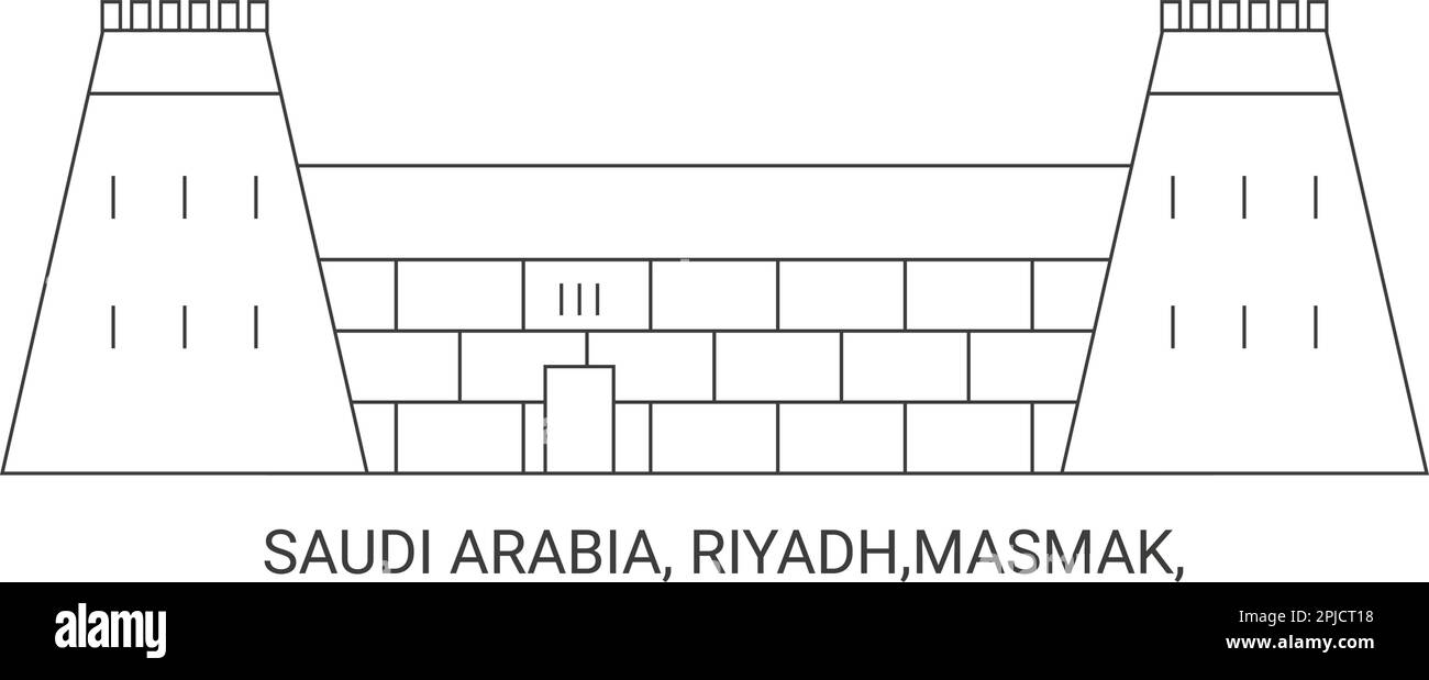 Saudi Arabia, Riyadh,Masmak, travel landmark vector illustration Stock ...