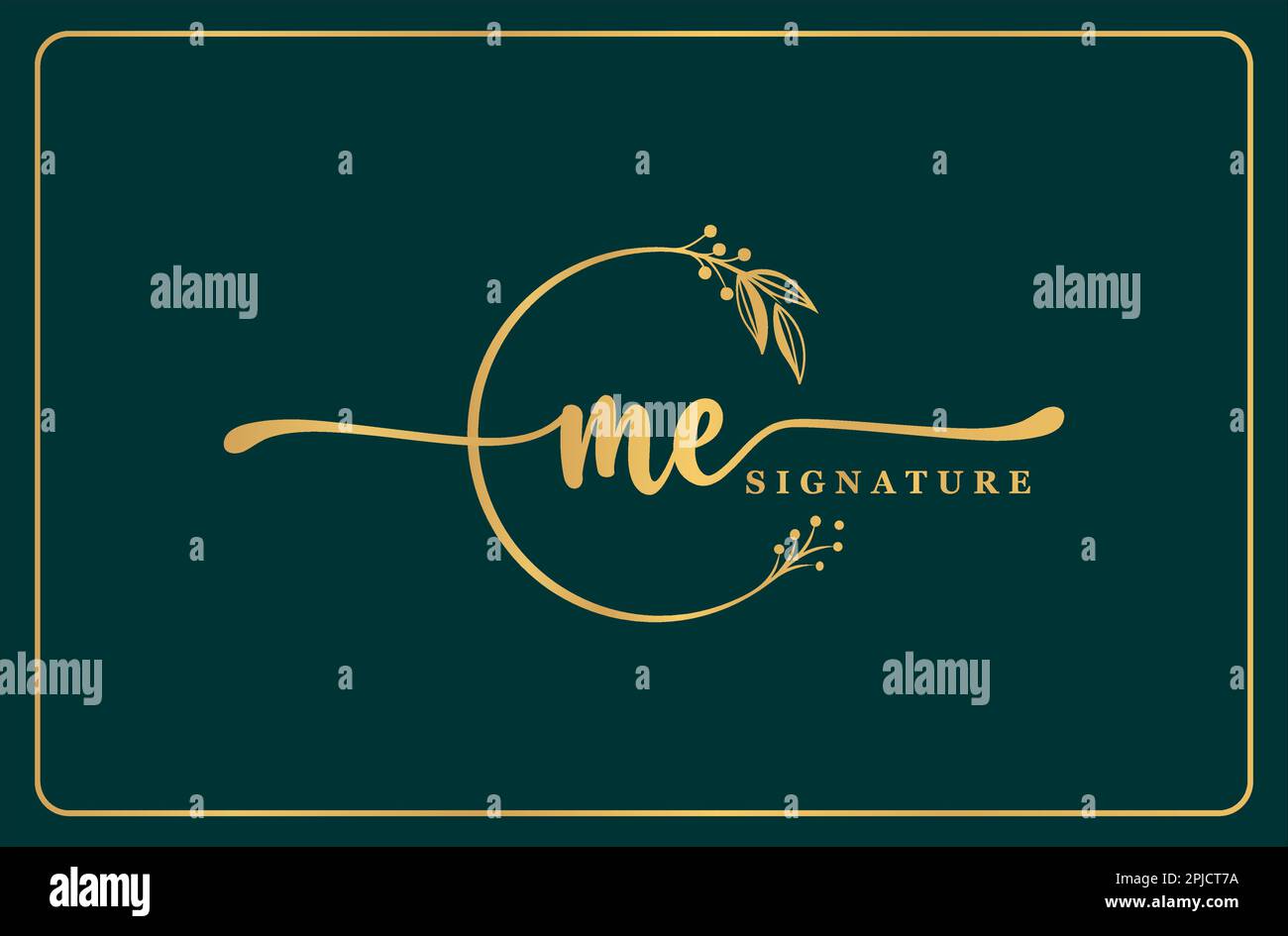 luxury gold signature initial Me logo design isolated leaf and flower ...