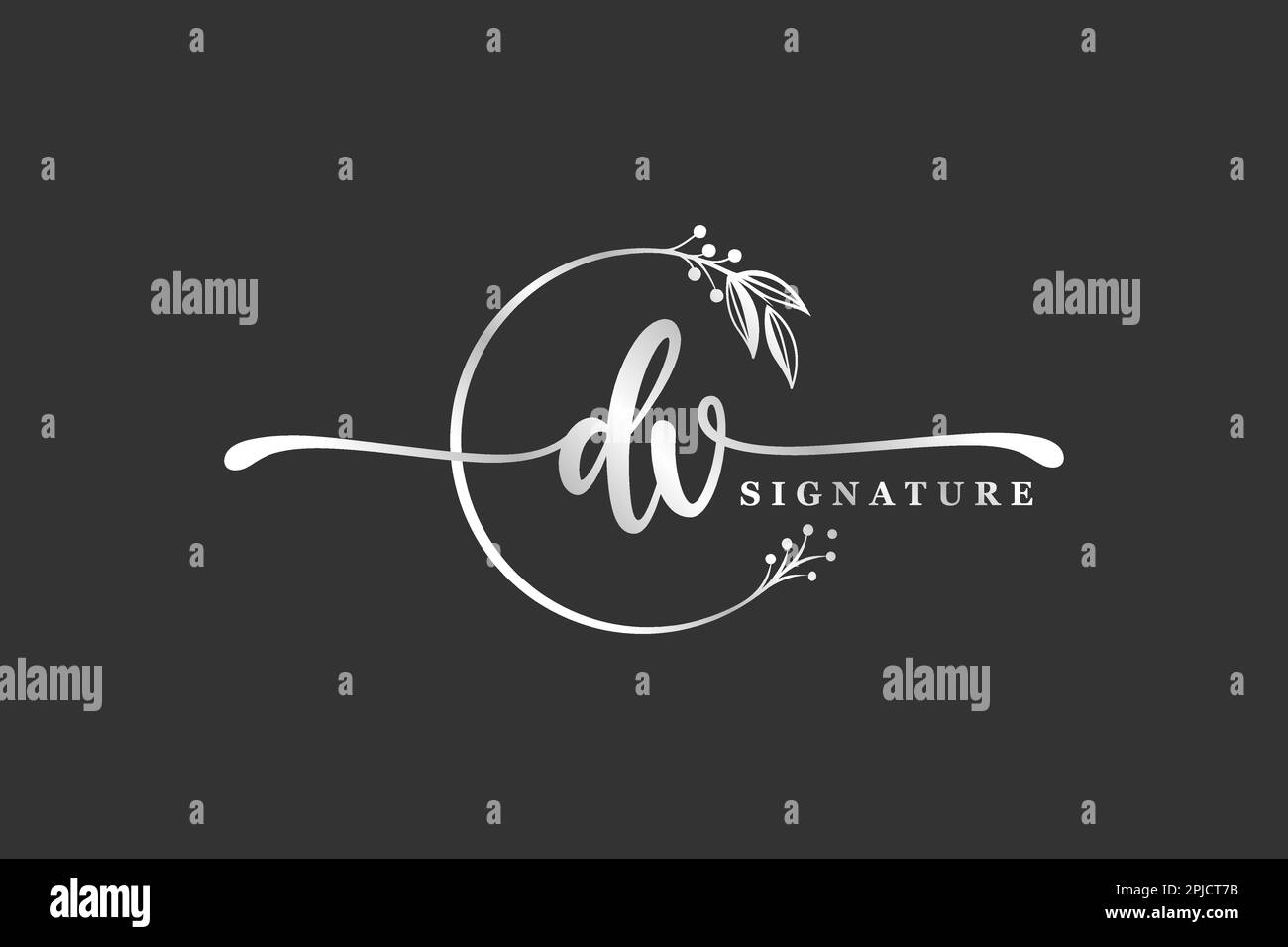 luxury signature initial dv logo design isolated leaf and flower Stock ...