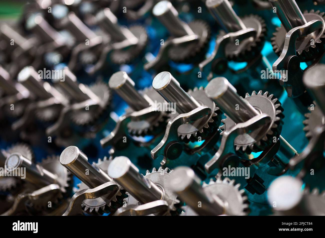 Gear shafts for automobile engine gearbox in production shop Stock ...