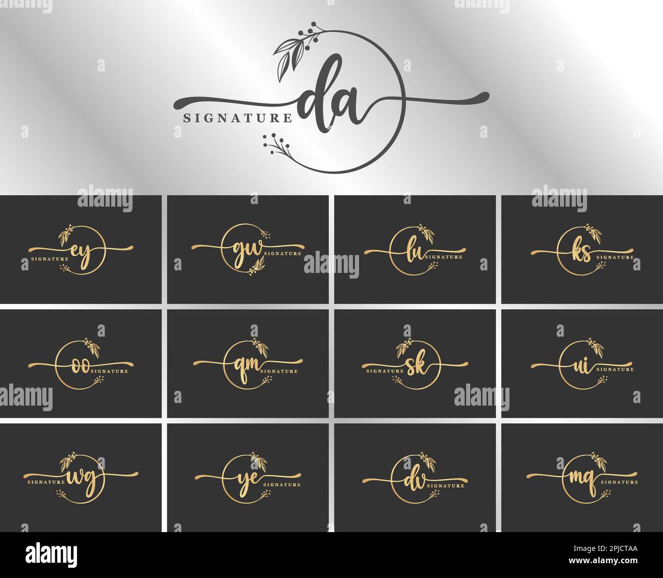 bundle set of luxury signature of two letters logo design isolated leaf ...