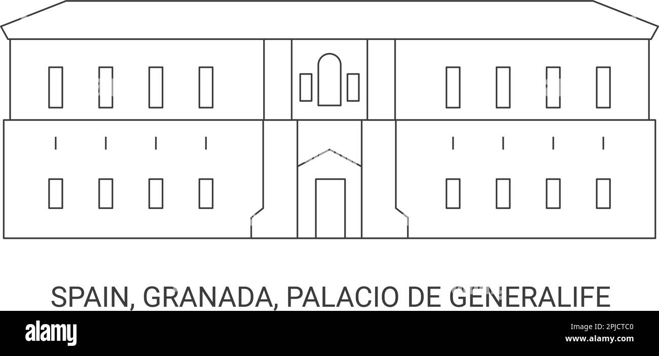 Spain, Granada, Palacio De Generalife, travel landmark vector ...