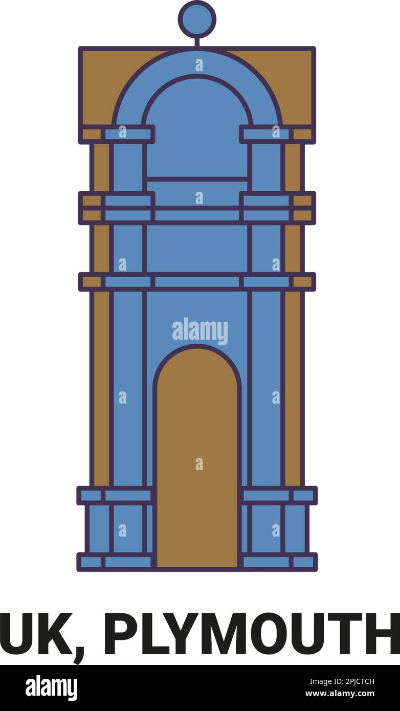 England, Plymouth travel landmark vector illustration Stock Vector ...
