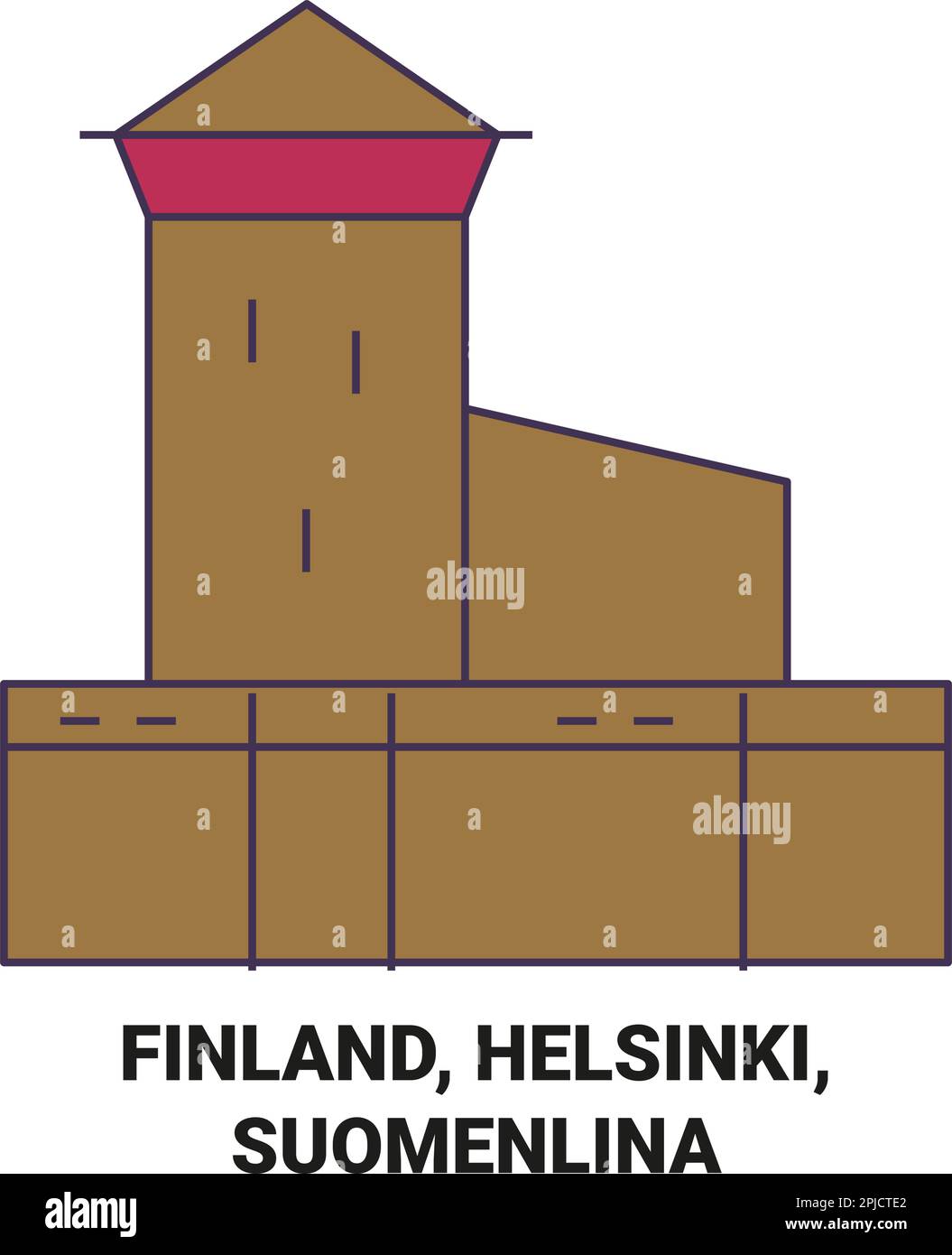 Finland, Helsinki, , Suomenlina travel landmark vector illustration ...