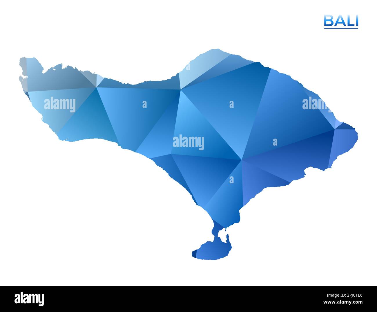Vector polygonal Bali map. Vibrant geometric island in low poly style ...