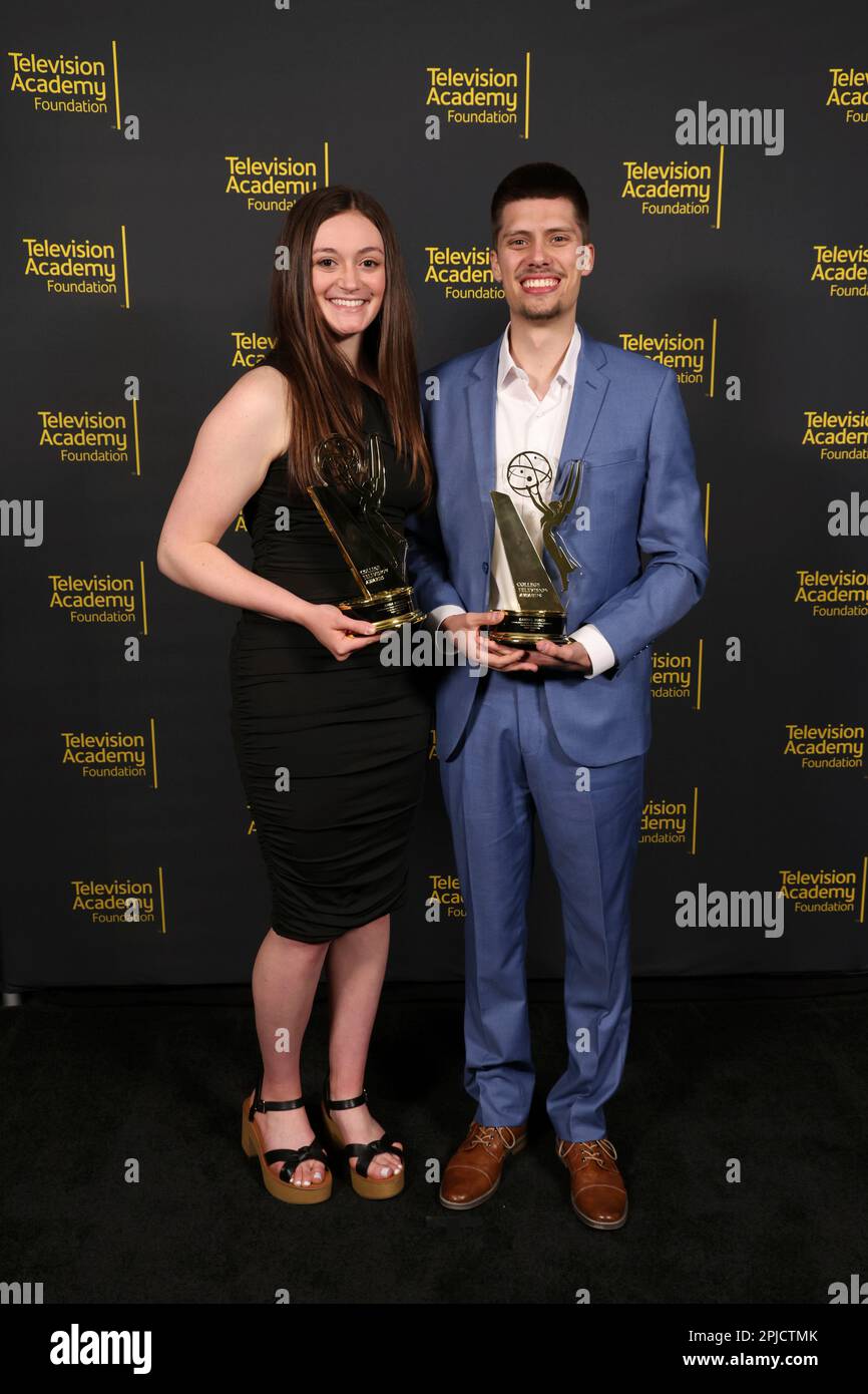 Anna Rodman, left, and Gabriel Burch of Taylor University pose with the ...