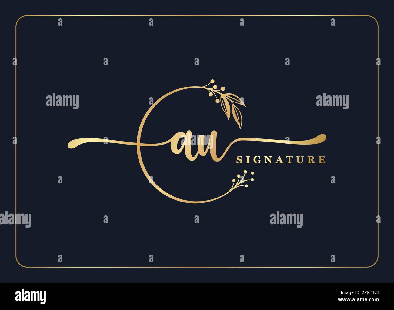 luxury gold signature initial Au logo design isolated leaf and flower ...
