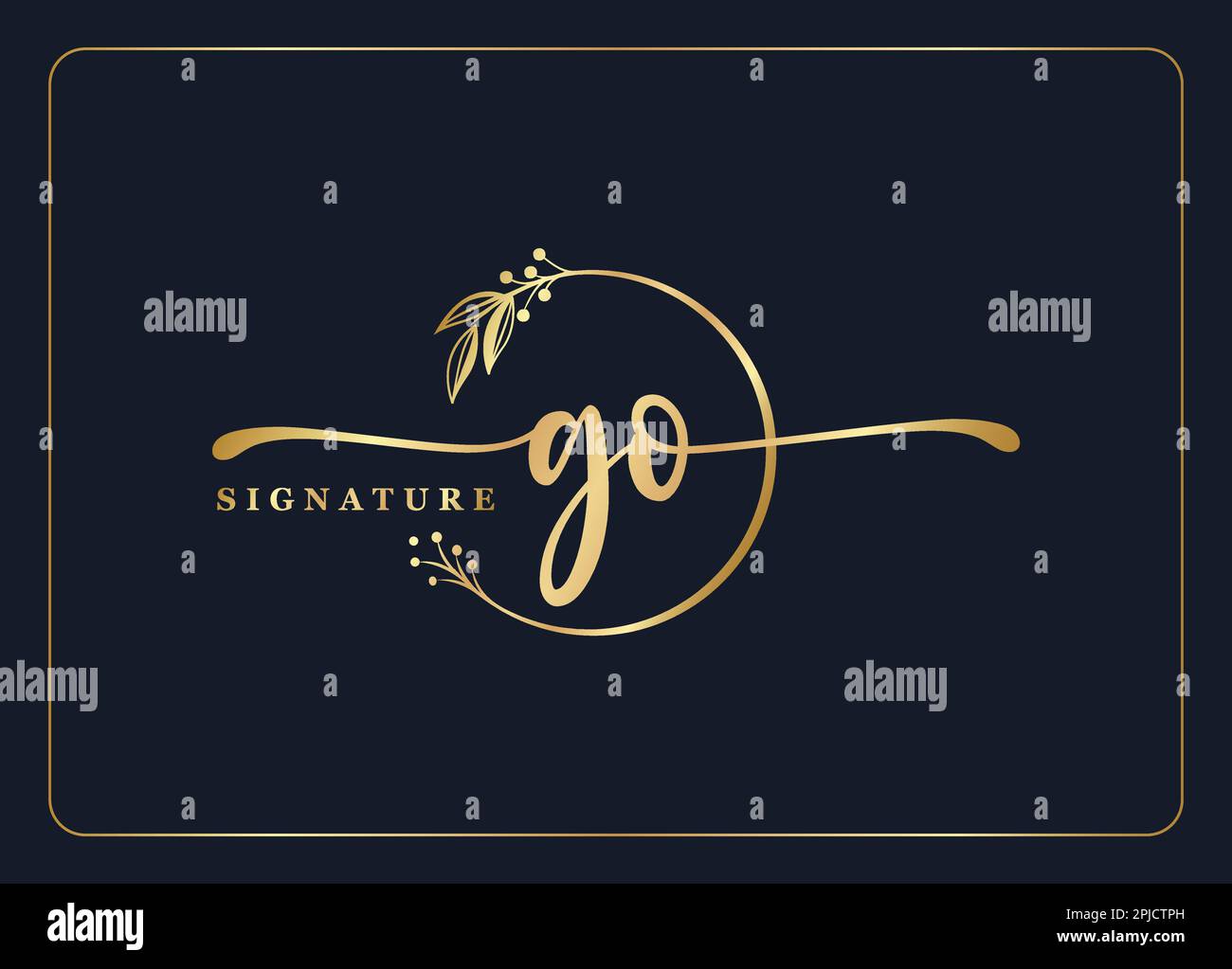 luxury gold signature initial Go logo design isolated leaf and flower ...