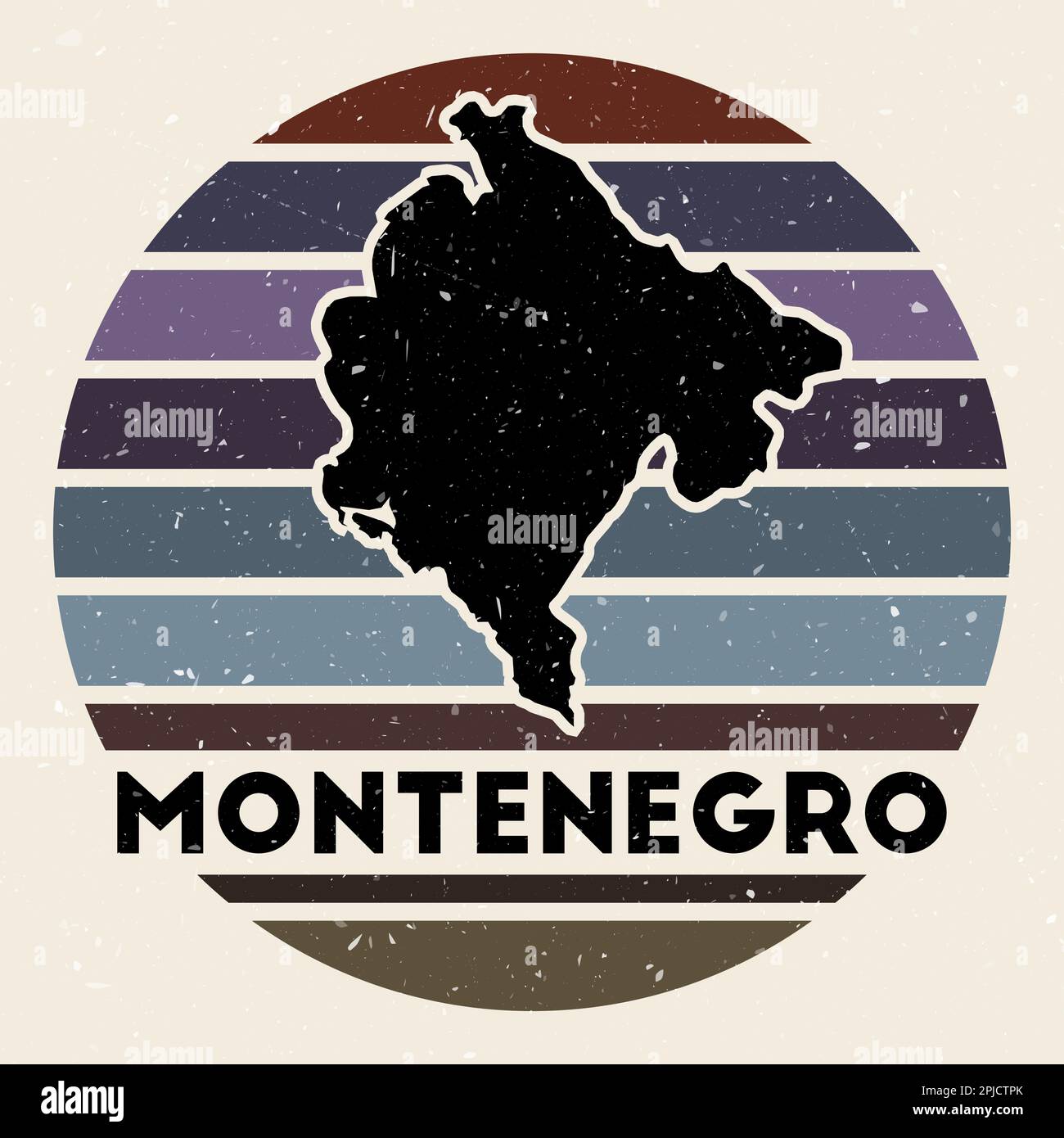 Montenegro logo. Sign with the map of the country and colored stripes ...
