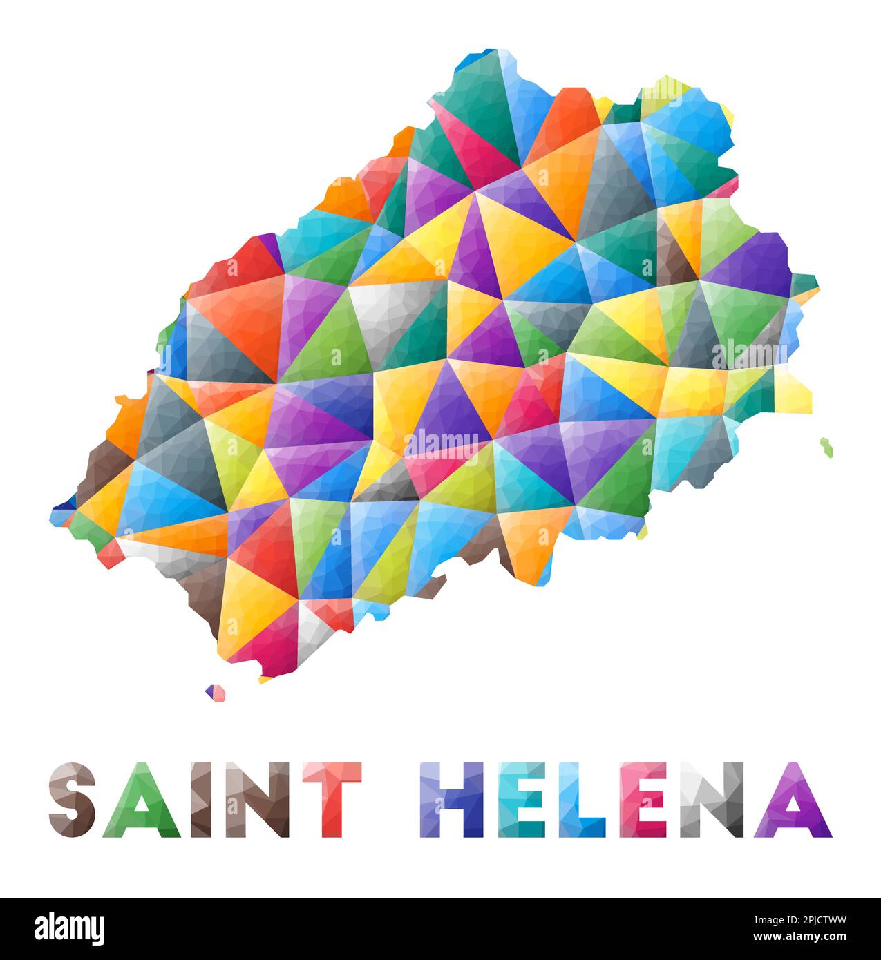 Saint Helena - colorful low poly island shape. Multicolor geometric ...