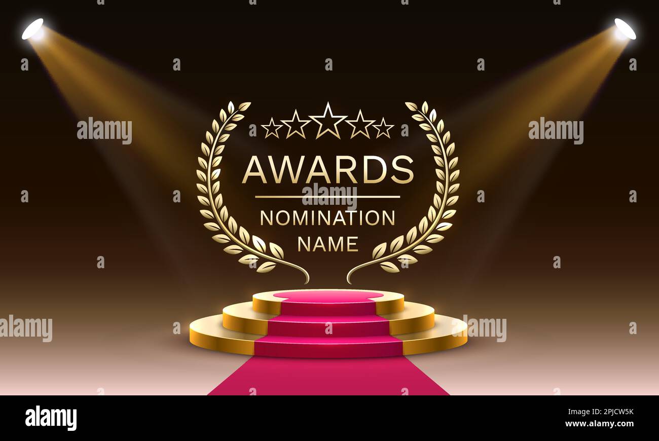 Awards nomination name podium, golden prize event, scene star ceremony ...