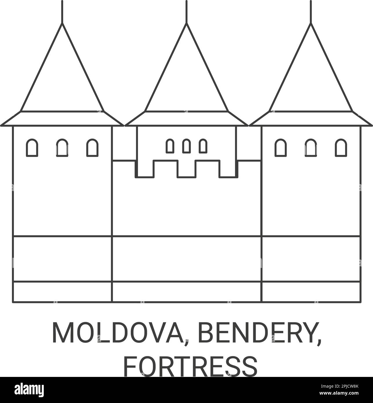 Moldova, Bendery, Fortress travel landmark vector illustration Stock ...