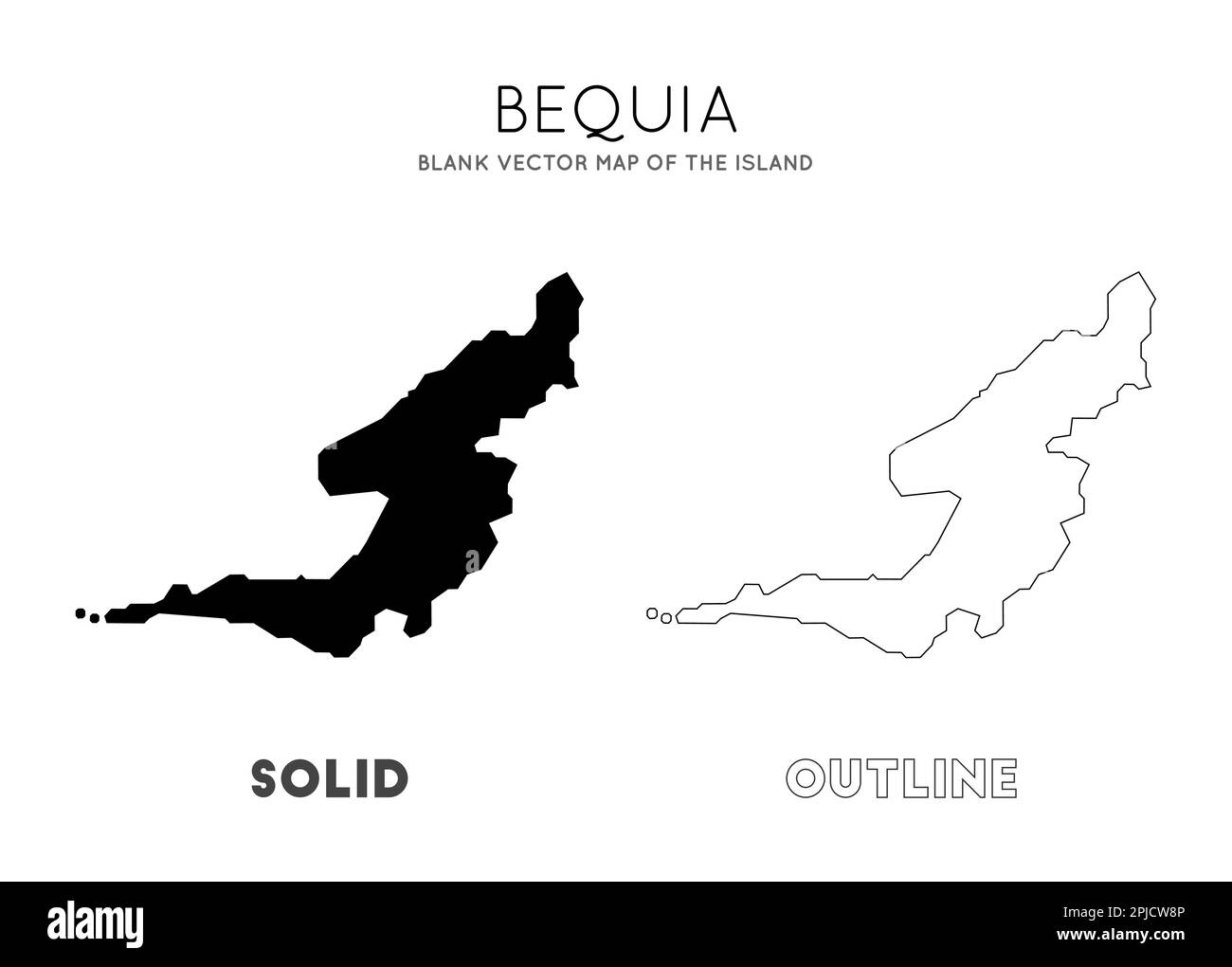 Bequia map. Blank vector map of the Island. Borders of Bequia for your ...