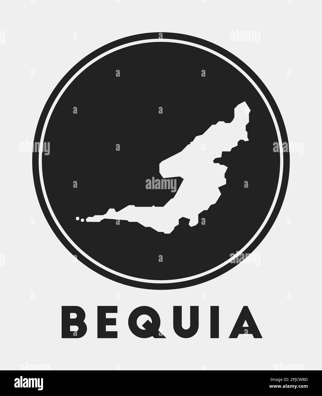 Bequia icon. Round logo with island map and title. Stylish Bequia badge ...