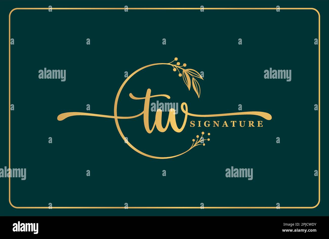 luxury gold signature initial Tw logo design isolated leaf and flower ...