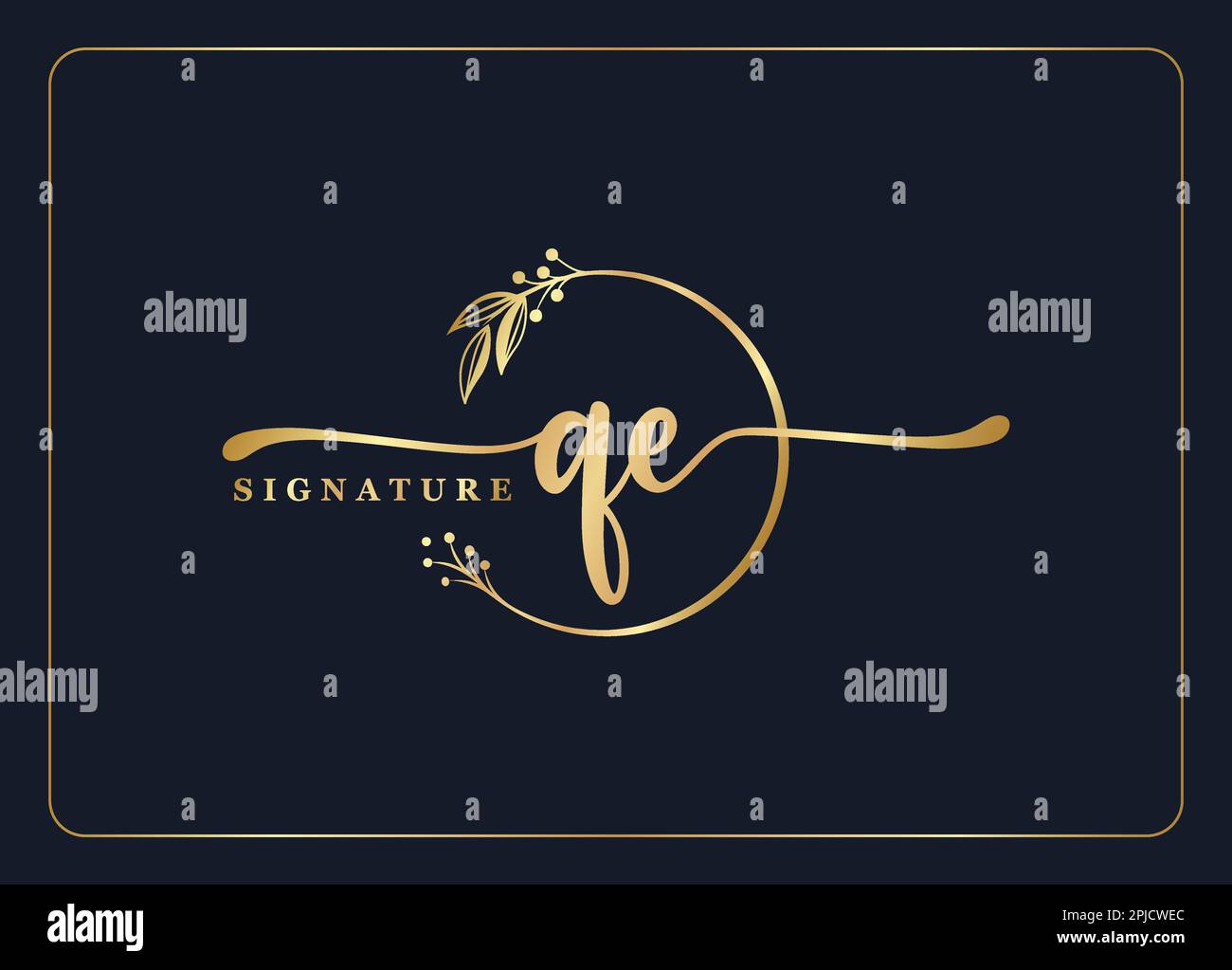 luxury gold signature initial Qe logo design isolated leaf and flower ...