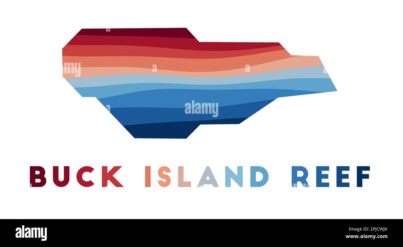 Buck Island Reef map. Map of the island with beautiful geometric waves ...